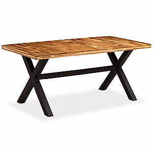 GOLINPEILO Wooden Dining Table, Kitchen Table Solid Acacia and Mango Wood 70.9"x35.4"x29.9" -AA