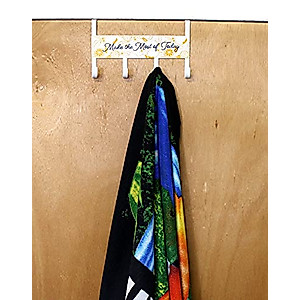 Dependable Industries inc. Essentials Over Door Hanger Hook, Hanging Clothes Coat Bag Robe Keys Towel Bathroom Closet Back of Door Hanger 4 Hooks