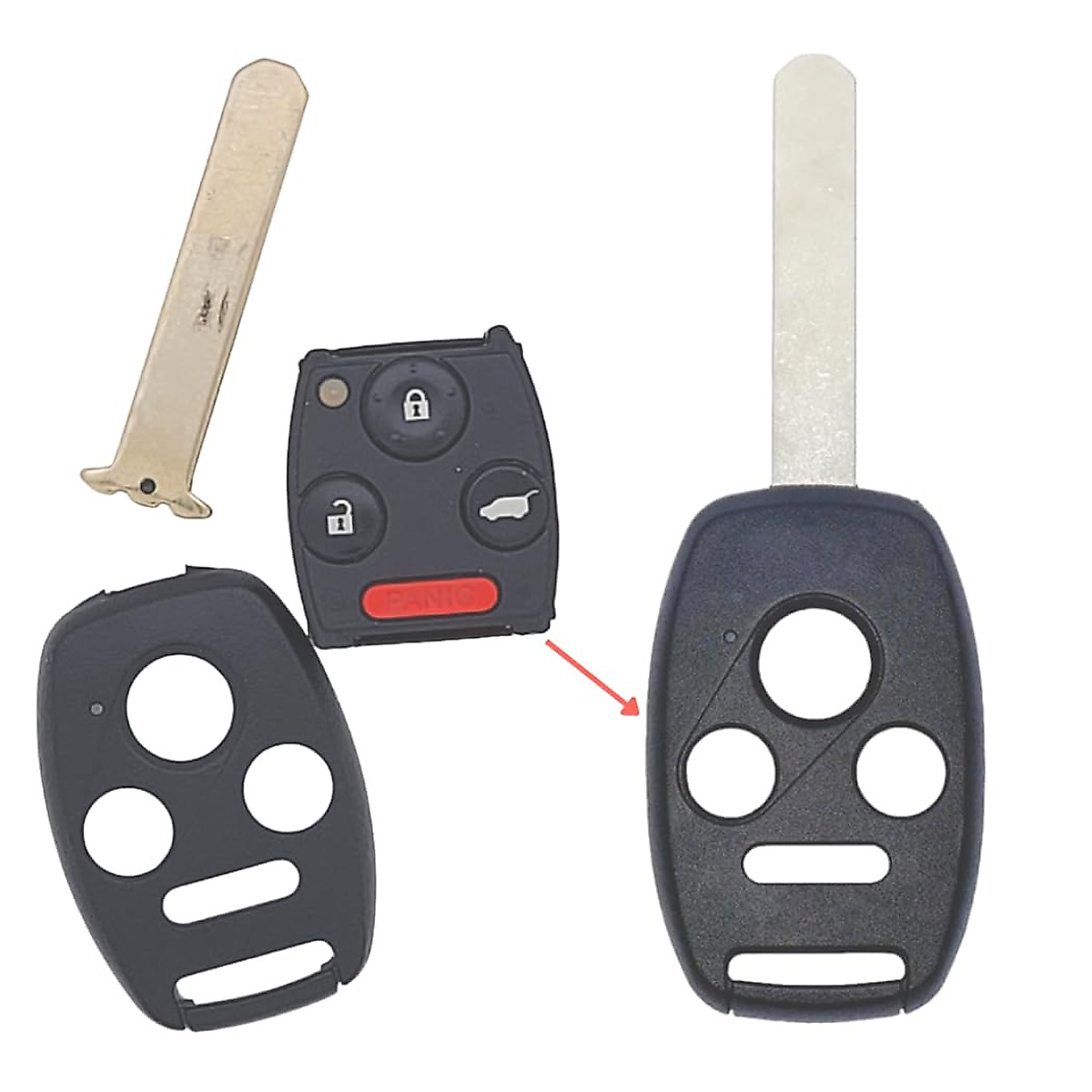 BEST KEY SOLUTION, Keyless Entry Remote, Car Key Fob Shell Cover Replacement fits to 2003 2004 2005 2006 2007 2008 2009 2010 2011 2012 Honda Accord Civic CR-V Pilot (Pack of 2) (3 Button)