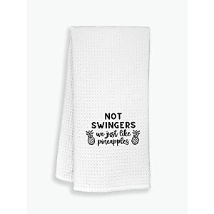 ZJSYXXU Summer Pineapple Kitchen Towels Dishcloths,Not Swingers We Just Like Pineapples Dish Towels Tea Towels Hand Towels for Kitchen, Summer Pineapple Decor,Gifts Pineapple Lover