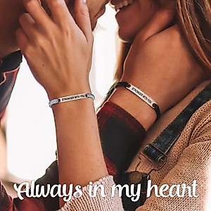 YATEDIY Personalized ID Couple Bracelets Custom Engraved Hand Braided Rope Wrist Bracelet Men Women Friendship Adjustable Custom Valentine's Day (black)