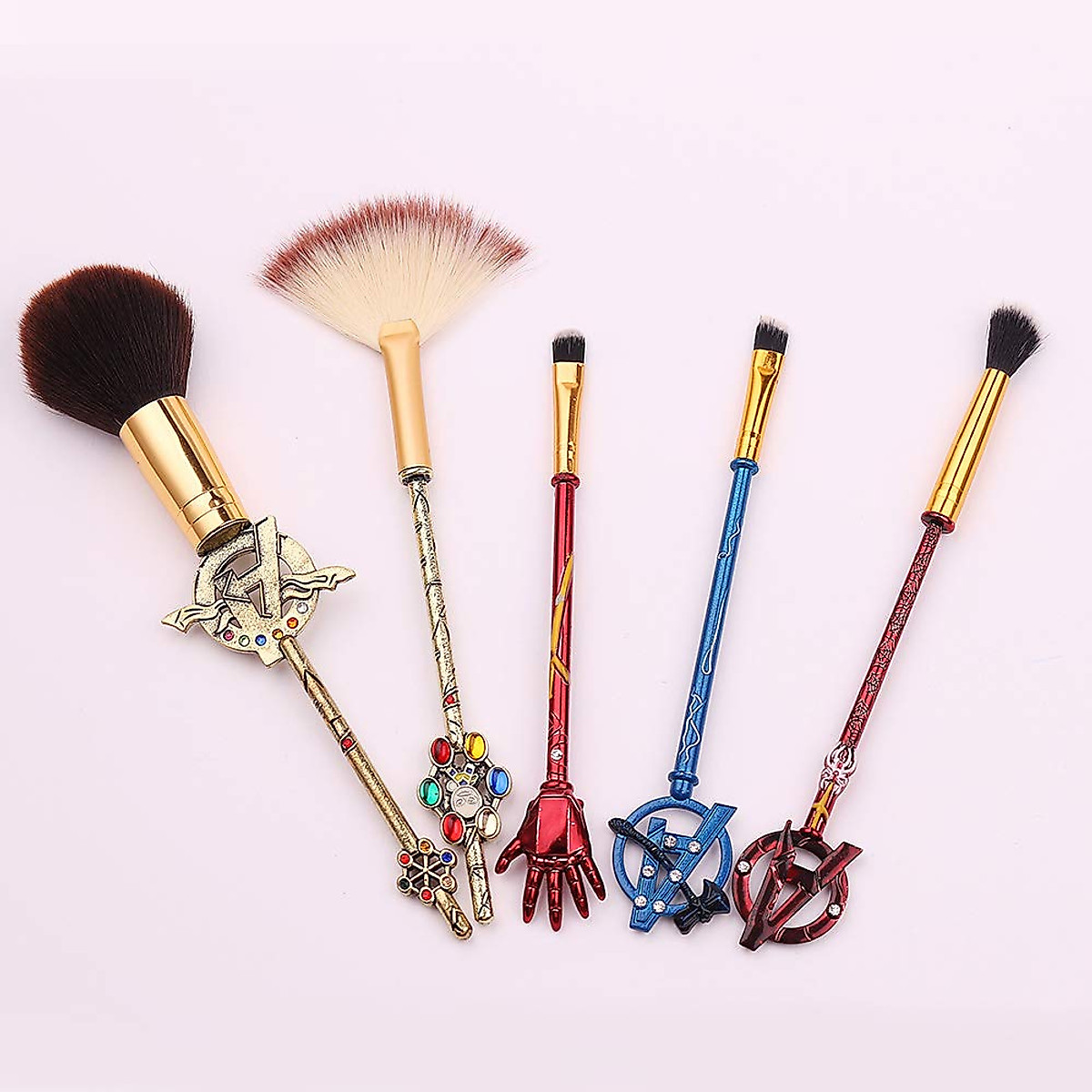 Makeup Brush 7pcs Set With Pouch, Magical Girl Platinum Gold Cardcaptor Sakura Cosmetic Brushes With Cute Pink Bag (Creative Marvel)