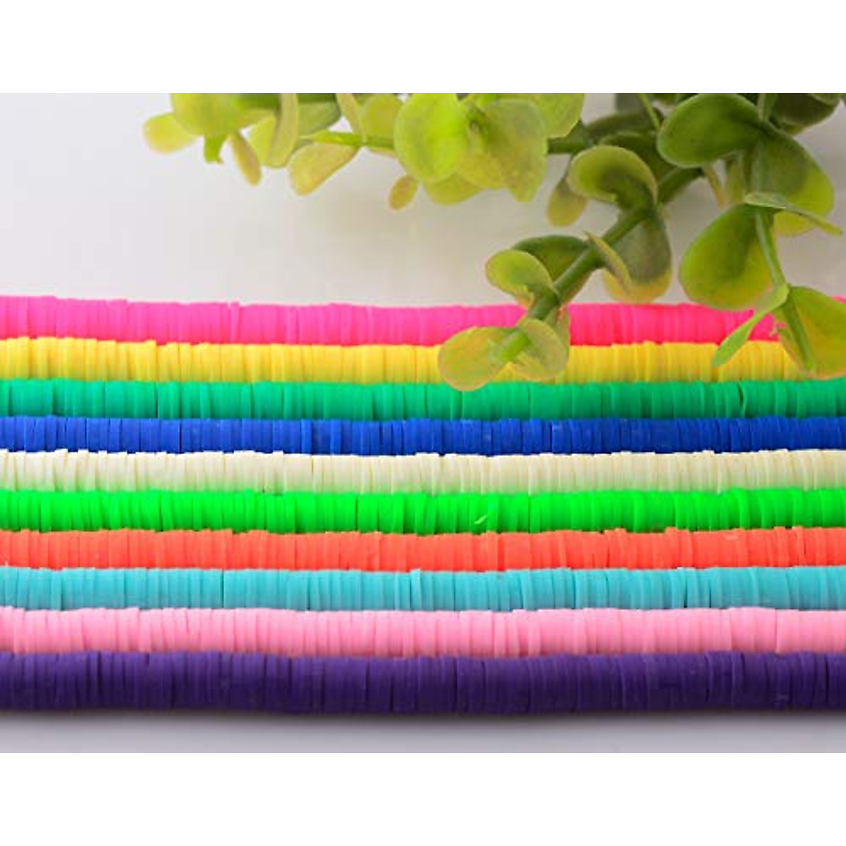Clay Beads 10strands 6mm Vinyl Heishi Chip Disk Flat Round Loose Handmade Polymer Fimo Spacer Bead About 3200pcs Mutilcolor DIY for Jewelry Making Necklace Bracelet Finding (6mm, 10 Color Mixed)