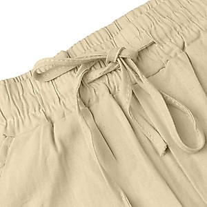 NANAMEEI Mens Linen Pants Mens Summer Pants Mens Slim Fit Pants Mens Linen Loose Pants Beige XL