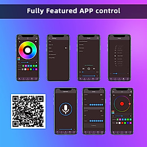 HEDYNSHINE 100ft Outdoor led Strip Lights Waterproof-IP 67 led Lights Smart Phone Control,RGB Color Changing with 44key Remote,Music SYNC,LED Strip Lights Outdoor use 100ft（2 Rolls x50ft）