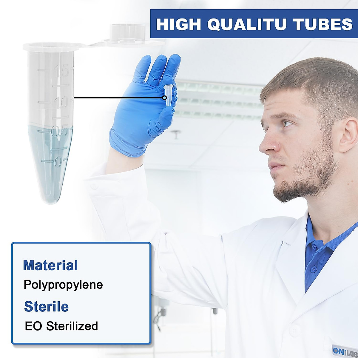 ONiLAB 500Pcs 1.5ml Polypropylene Graduated Microcentrifuge Tubes with Attached Lid,Clear Conical Micro Centrifuge Small Sample Bottle Vials Container for Lab