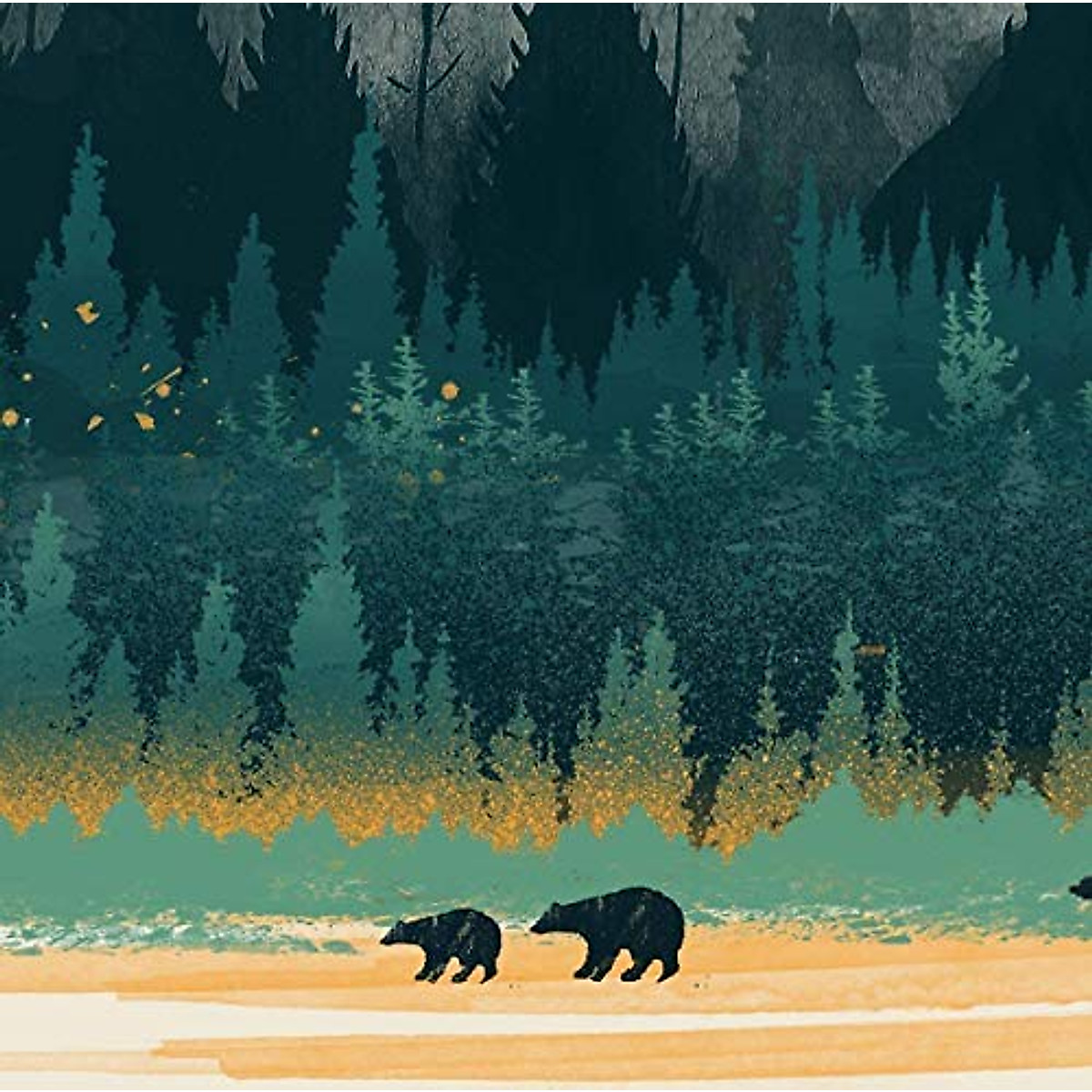Wilderness Nature Art Print Camping Lover Print Outdoor Inspiration Poster Wildlife Mountain Pine Tree Landscape Wall Art Bear Print Hiking Forest National Park Decor 8 x 10 Unframed Artwork