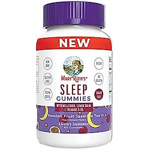 MaryRuth's Melatonin 5mg Sleep Gummy with L-Theanine | Lemon Balm | Vitamin B6 | Sugar-Free | Relaxation | Vegan | Non-GMO | Gluten Free | 60 Count
