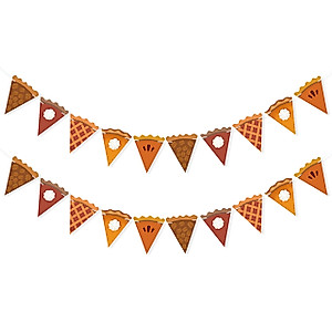 VILIFEVER Pumpkin Pie Banner Thanksgiving Decorations, Pie Slices Bunting, Thanksgiving Banner, Fall Party Decor Harvest Home Mantel Decorations Party Supplies