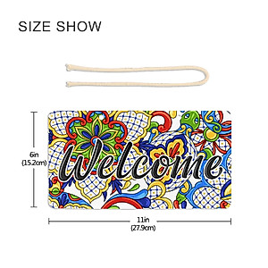 xigua Hanging Plaque Welcome Sign with String, Gate Wall Sign for Front Door Porch Garden Farmhouse Home Bar Cafe Doors Decor, Mexican Talavera Ceramic