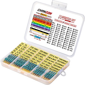 Chanzon 60 Values 1/4W (0.25 watt) Metal Film Fixed Resistor Kit 300pcs 1R-4.7MR Ω ohm ±1% Tolerance 0.01 MF Through Hole Resistors Current Limiting Rohs Certificated 1/4 watt Resisters Assorted