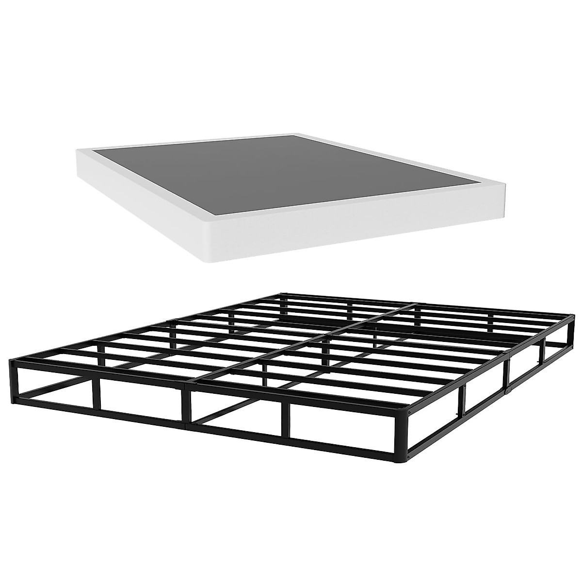 YORMDMO 5 Inch Queen Box Spring, Low Profile Queen Size Box Spring Only, Sturdy Metal Frame Mattress Foundtion, Easy Assembly, Noise-Free