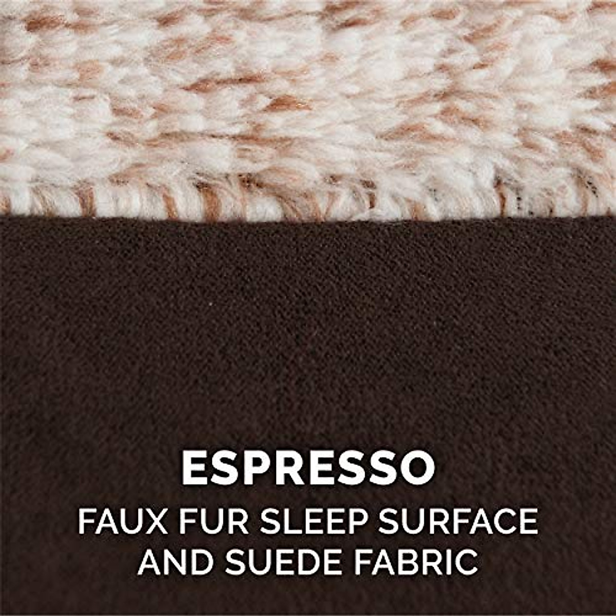 Furhaven Medium Cooling Gel Foam Dog Bed Two-Tone Faux Fur & Suede L Shaped Chaise w/ Removable Washable Cover - Espresso, Medium