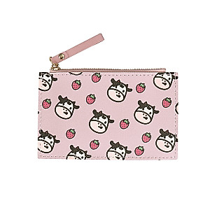 Sunwel Fashion Girls Cute Cow Print Small Wallet Zipper Coin Pouch Cash Pocket Card Holder ID Window for Women