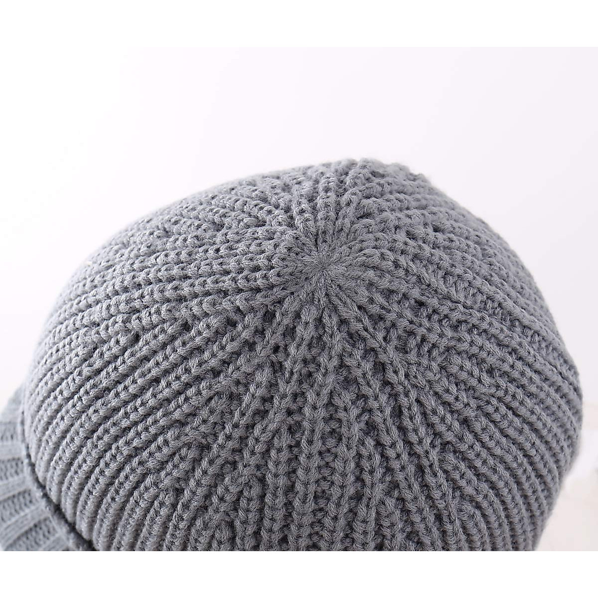 Home Prefer Men's Outdoor Newsboy Hat Winter Warm Thick Knit Beanie Cap with Visor (Light Gray)