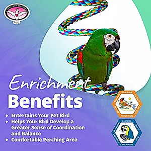 Super Bird Creations SB326 Colorful Cotton Bungee Rope Bird Toy, Large/XL Bird Size, 1.25” Diameter x 97”,Varies