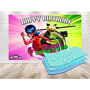 5x3 FT Miraculous Ladybug Backdrop V2 for Birthday Party Decorations. Cartoon Miraculous Ladybug Background for Theme Birthday.