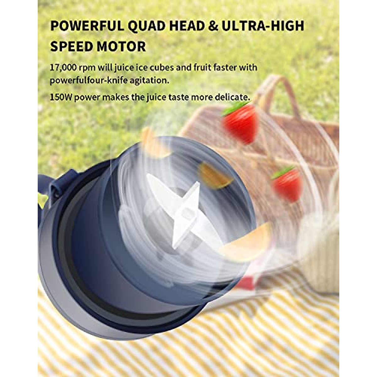 SHUKUBOKU Portable Blender,with USB Rechargeable,Mini Blender For Shakes and Smoothies,Travel Juicer Cup，Made with BPA-Free Material Portable Juicer,10oz Handheld Blender,Portable Juicer(White)