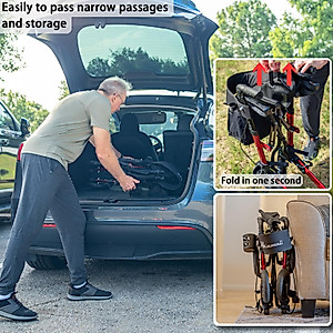 Henmnii Rollator Walker for Seniors and Adults, All Terrain walker with seat, Lightweight Foldable Aluminum Rolling walkers.