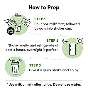 Oats Overnight - Banana Bread - Vegan, 20g Protein, High Fiber Breakfast Shake - Gluten Free, Non GMO Oatmeal (2.6 oz per meal) (8 Pack)