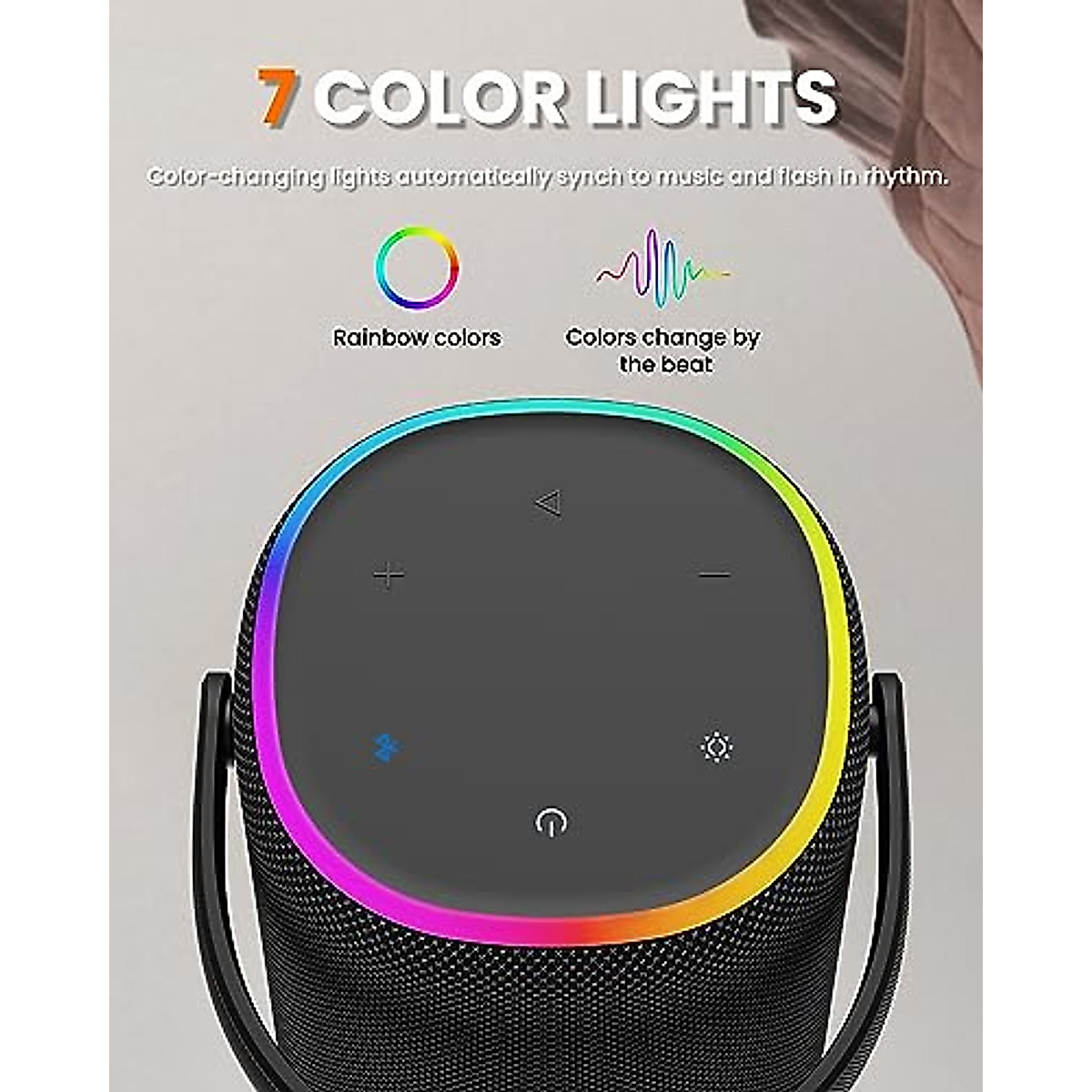 ZICOROOP Bluetooth Speakers,50W Portable Bluetooth Speaker with IPX7 Wireless Waterproof, Stereo Sound, Long-Lasting Battery,Handle,Crystal Clear,Rich Bass,8000mAh