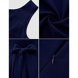 BeryLove Tea Party Dress for Women Cocktail Dresses Modest Homecoming Dresses Formal Dresses for Wedding Guest Dresses Midi Dress 8035 Navy M