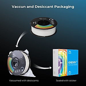 Official Creality Upgrade Ender 3D Printer Filament, White PLA+ Filament 1.75mm, 1kg Spool (2.2lbs), Accuracy +/- 0.02mm, 3D Printing Filament, Strong Toughness, Vacuum Packaging, Environment Friendly