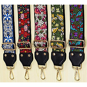 Allzedream Adjustable Guitar Style Purse Strap Replacement Crossbody Bags Jacquard Weave Embroidered (Autumn)
