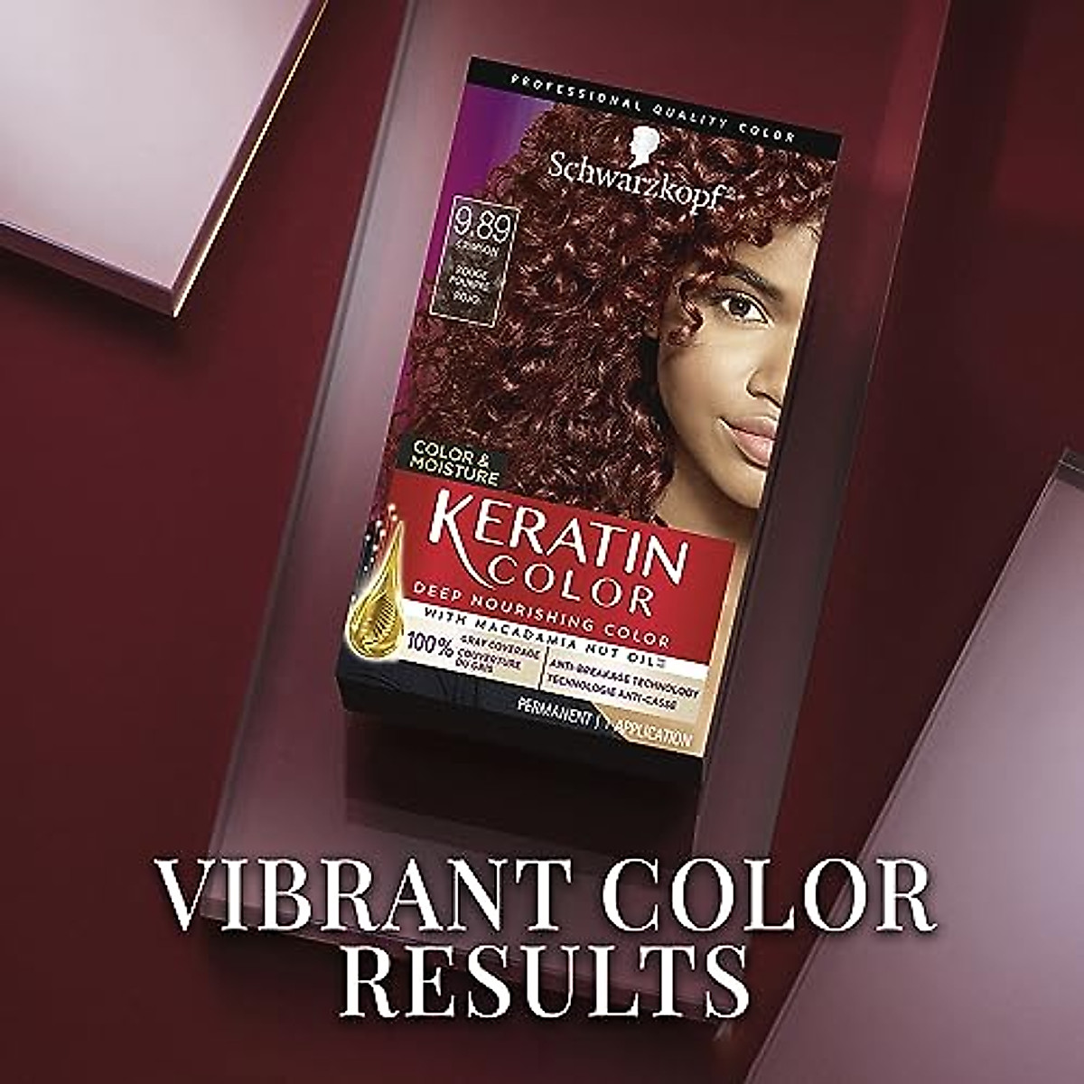 Schwarzkopf Keratin Color, Color & Moisture Permanent Hair Color Cream, 9.89 Crimson
