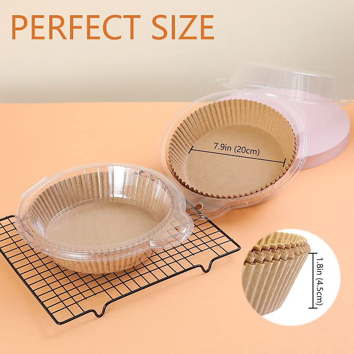 Disposable Air Frying Pan Paper 100 Pcs 7.9 Inch Non Stained for Microwave Oven Fryers Basket Frying Pan, Food Grade Microwave Baking Paper