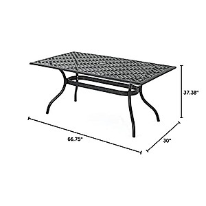 Christopher Knight Home Cayman Cast Aluminum Rectangle Table, Black Sand
