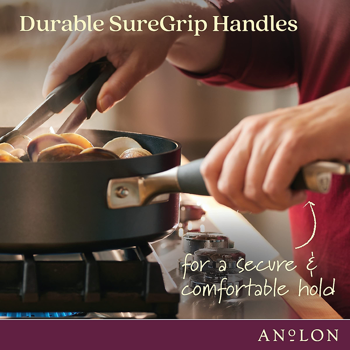 Anolon Advanced Home Hard Anodized Nonstick Sauté Pan with Helper Handle and Lid, 5 Quart - Moonstone