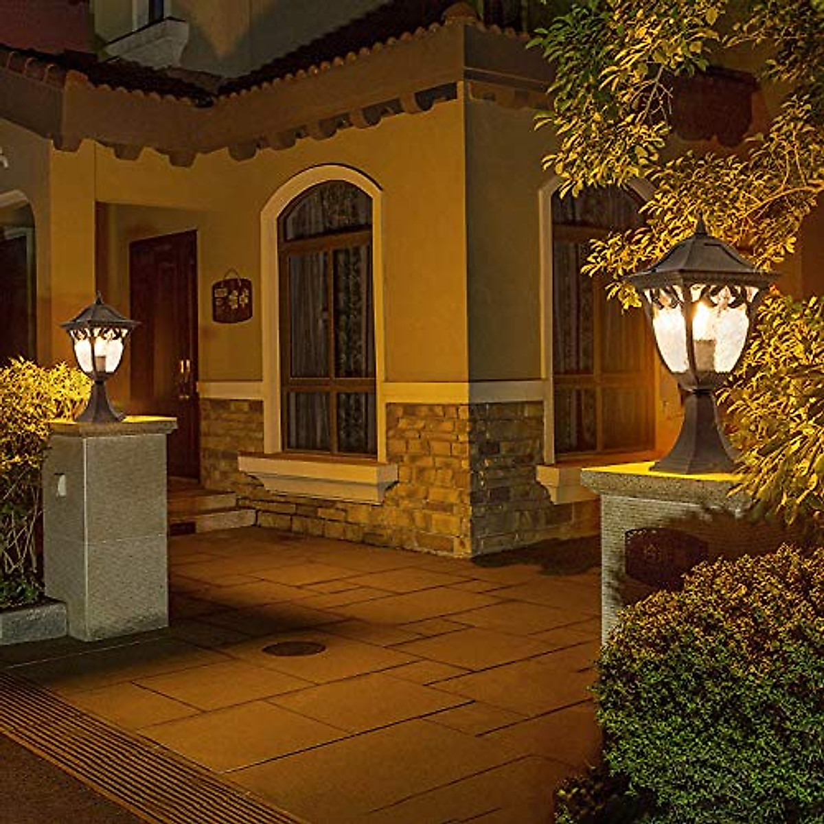 Lights Outdoor Waterproof Moistureproof Column Post Light Rustic European Outdoor Waterproof Post Pole Lamp Lawn Lantern Aluminum Glass IP65 Rainproof Patio Landscape Street Light Garden Villa Courtya