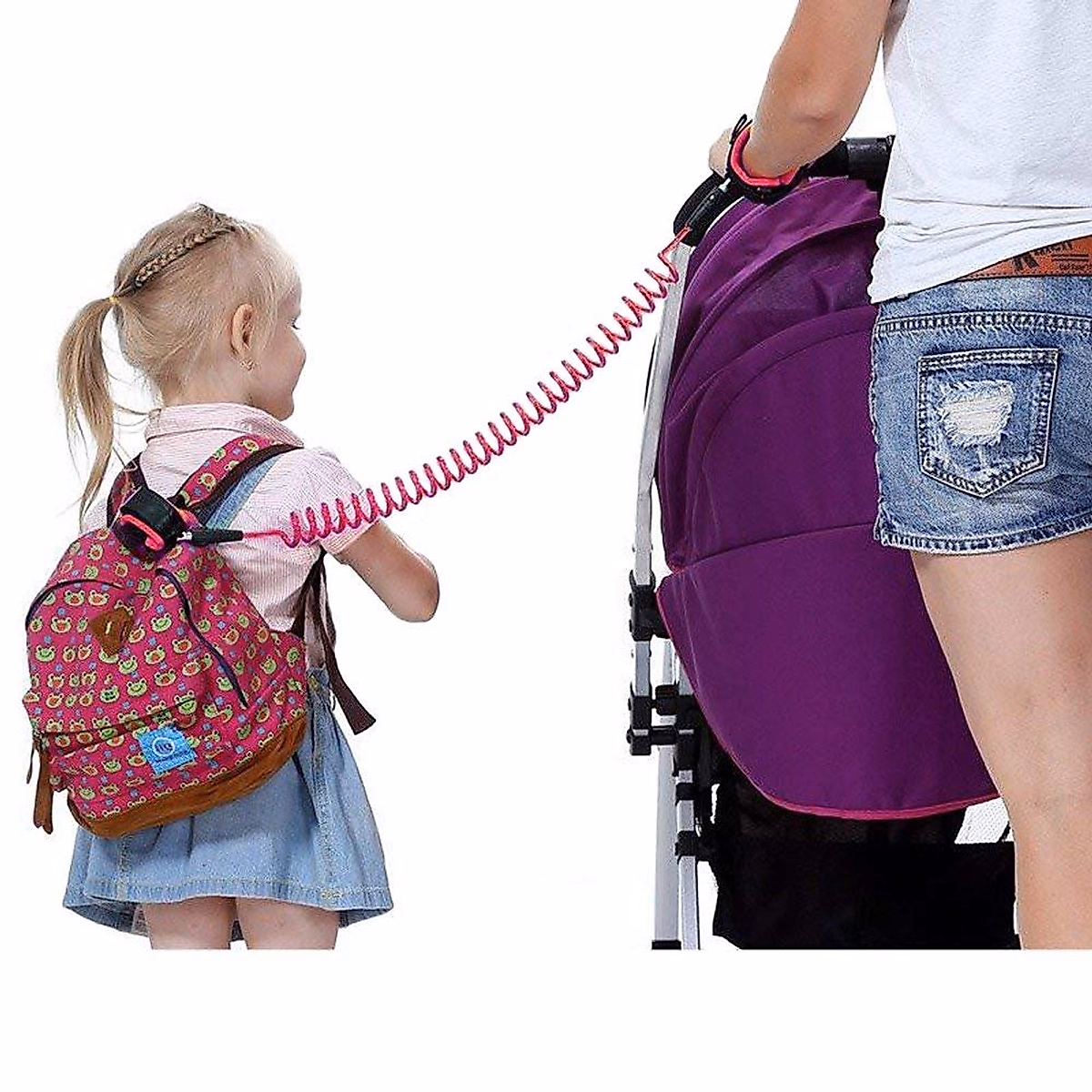 Onwon Anti Lost Safety Wrist Link Child Safety Harness Strap Rope Leash Walking Hand Belt Band Wristband(1.5m Pink)