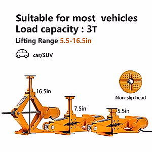 Simpleout Electric Car Jack Kit - 3 Ton Vehicle Floor Jack Cars and Truck Scissor Jack Lift Trailer Jack Stands Roadside Emergency Tire Repair Kit with Power Impact Wrench