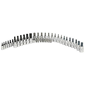 OEMTOOLS 23992 44 Piece Multi Drive Star Socket Set With Custom Fit Tray, Heat Treated, Alloy Steel Master Torx Set With SAE and Metric Hex Sockets, Chrome and Green