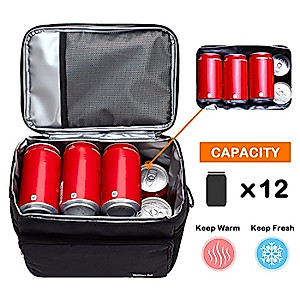 Venture Pal Insulated Lunch Bags for Women/Men - Large Resuable Leakproof Lunch Box with Removable Shoulder Strap,Durable Cooler Tote Bag for Work Picnic Beach-Black