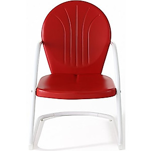 Crosley Furniture Griffith Outdoor Chair, Retro Metal Patio Chairs for Dining, Porch, Deck, Balcony, Red