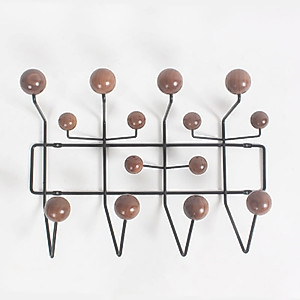 Classic Mid Century Hang it All Coat Rack, Modern Wall Mounted Coat Hooks with Painted Solid Wooden Balls(Multi Colors Available) (Dark Walnut)