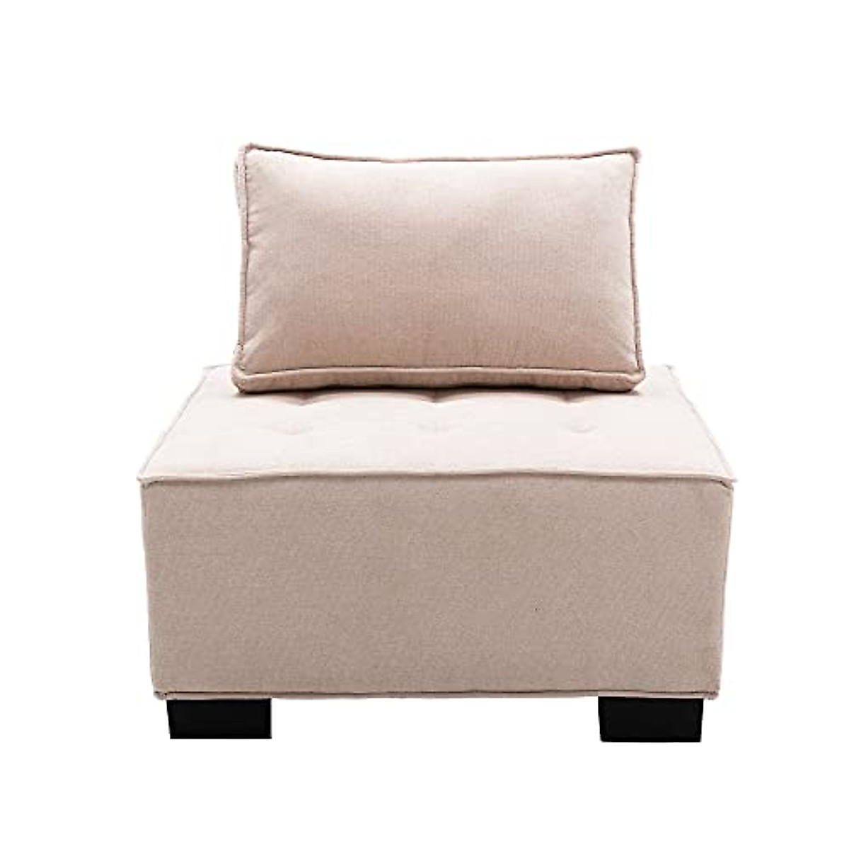 voqoomkl Single Sofa Chair, Accent Chairs, Lounge Floor Couch Foam Bed Chair for Living Room Bedroom, Lazy Chair with Pillow, Beige