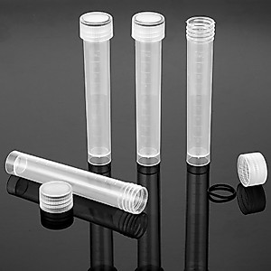 10PCS 10ml Clear Plastic Test Tubes with Caps, Sample Frozened Test Tubes Vials Seal Cap Container for Laboratory School Scientific Experiments, Liquid Storage