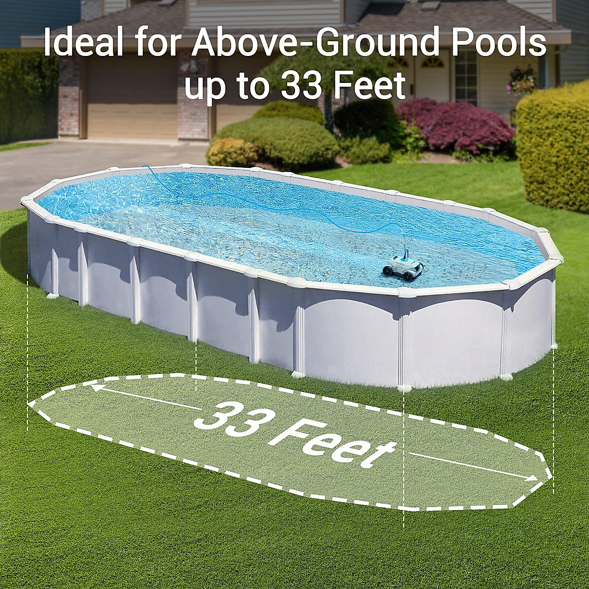 AIPER Robotic Pool Cleaner, Pool Vacuum for Above Ground Pools up to 33 Feet, Automatic Pool Vacuum with Dual-Drive Motors - Lightweight and Easy to Clean - Orca 800…