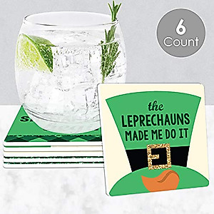 Big Dot of Happiness St. Patrick’s Day - Funny Saint Patty’s Day Party Decorations - Drink Coasters - Set of 6