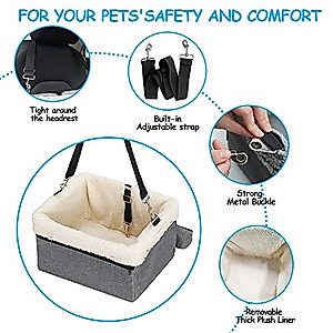 UNICITII Dog Car Seats for Small Dogs-Elevated Pet Dog Booster Seat for Dog,Raised Dog Lookout Car seat w/Clip-On Safety Leash Adjustable Pet Travel Seat