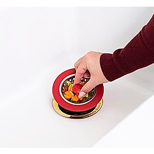 MSC International Black or Red Joie Kitchen Sink Stopper and Strainer Basket, Stainless Steel and Plastic