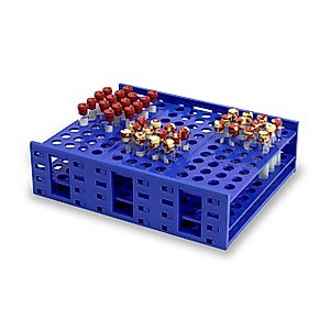 Heathrow Scientific HS24323A 120-Place Mega Rack for 10 mL (13 to 16 mm) Tubes, Blue