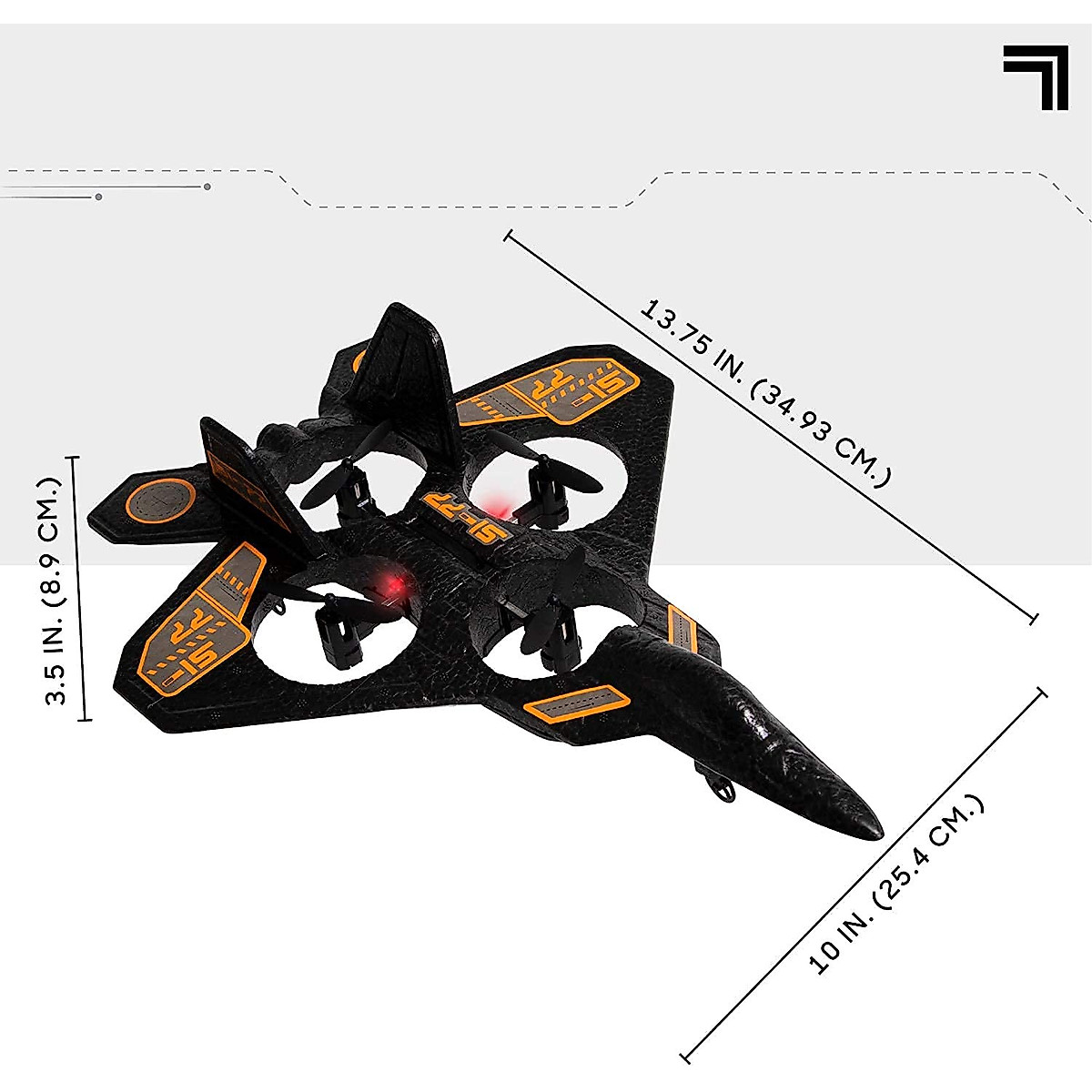 SHARPER IMAGE Thunderbolt Remote Control Stunt Drone, Standard Edition, 2.4 GHz Wireless Fighter Jet RC, Quadcopter with Assisted Landing, Small Plane for Kids and Beginners, Rechargeable