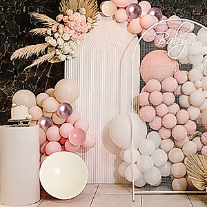 RUBFAC 164pcs Blush Balloons Garland Arch Kit Retro Pink Rose Gold Balloons Confetti Latex Balloons for Girls Baby Shower Garden Tea Party Bachelorette Birthday