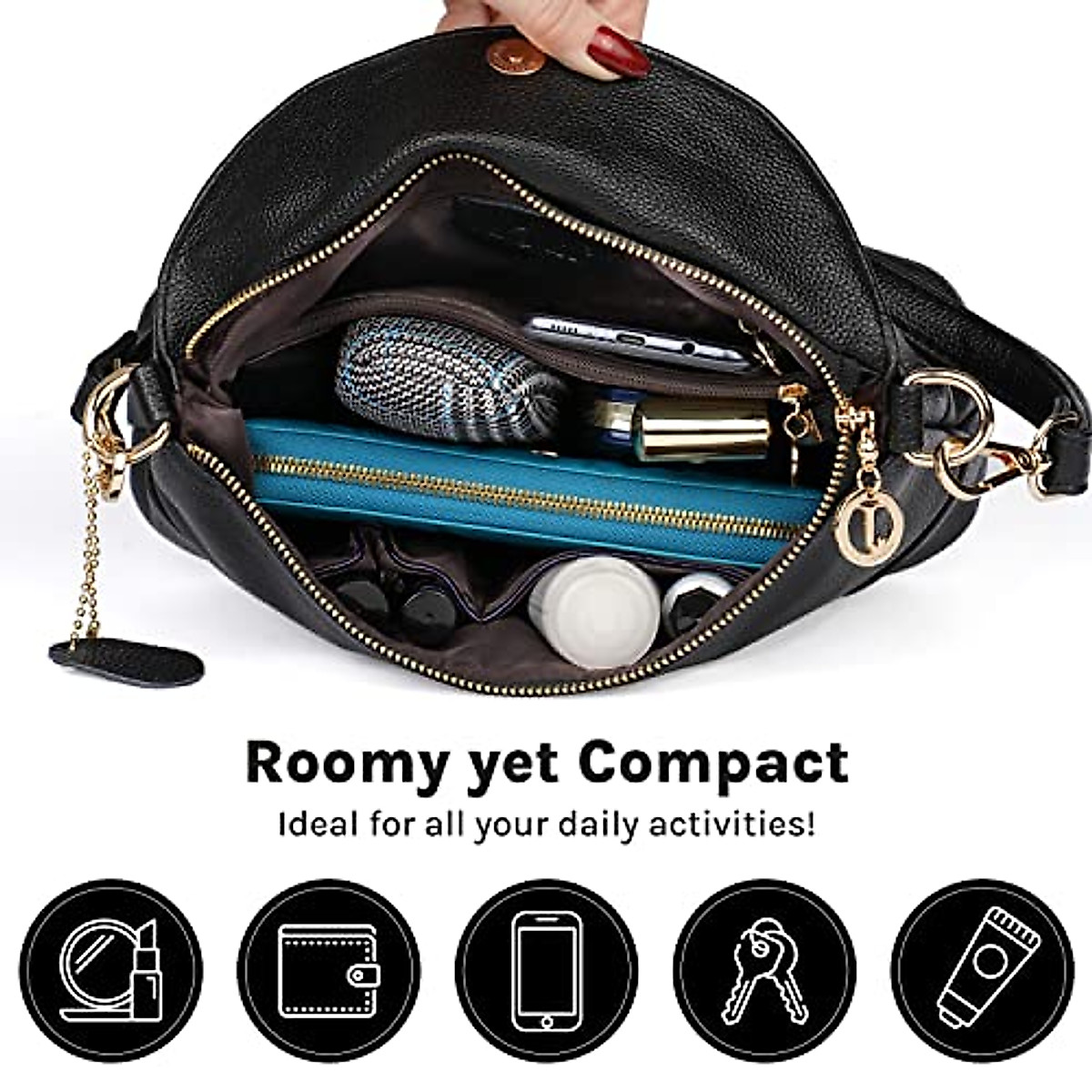 Crossbody Bags For Women Mini Purse, Leather Purse Black