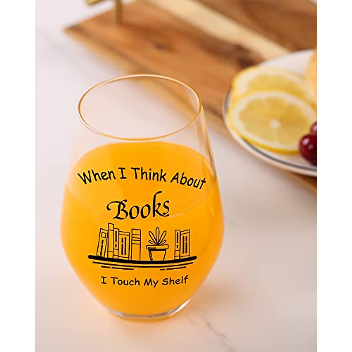 comfit Gifts for Book Lovers - Funny Book Club Stemless Wine Glass Gifts for Reader Lovers, Librarian,Teacher, Nerd Gift Idea,Inspirational Birthday Gifts for Book Lover Friend